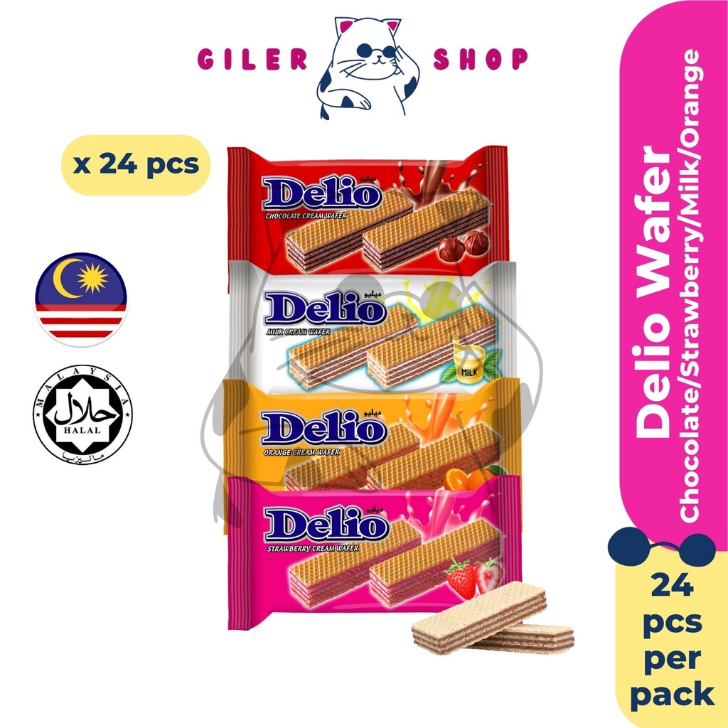 Delio Wafer x24 Chocolate/Strawberry/Orange/Milk 24 pcs per box ...