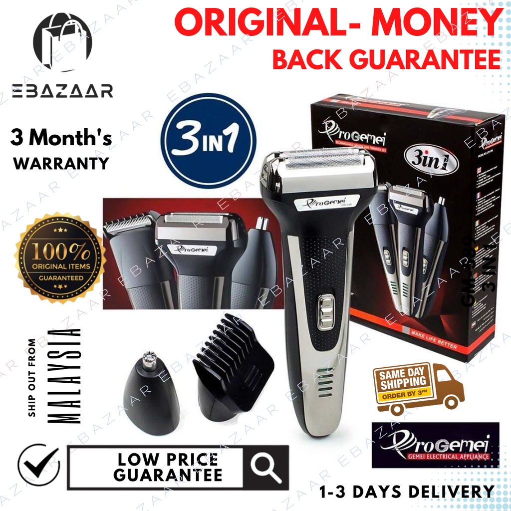 Original ProGemei / gemei / geemy GM-598 Rechargeable Shaver & Trimmer set 3in1 ( Ready Stock ...