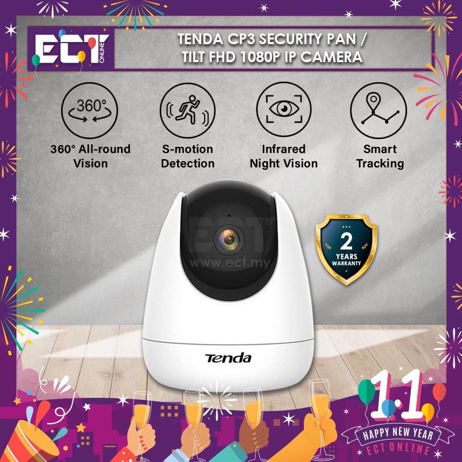 Tenda CP3 Security Pan / Tilt FHD 1080P IP Camera with Full Duplex Two ...