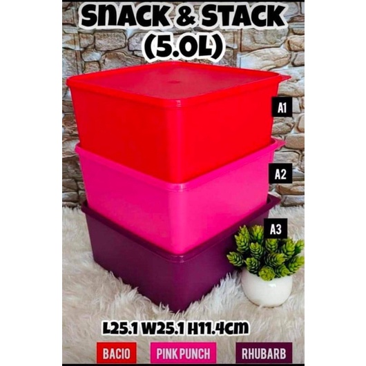 Tupperwarebrand Snack N Stack Large Set 5L bekas besar petak bekas ...