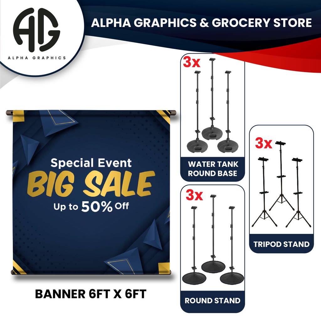 Banner 6ft x 6ft with Banner Bunting Poster Stand /Backdrop Printing ...