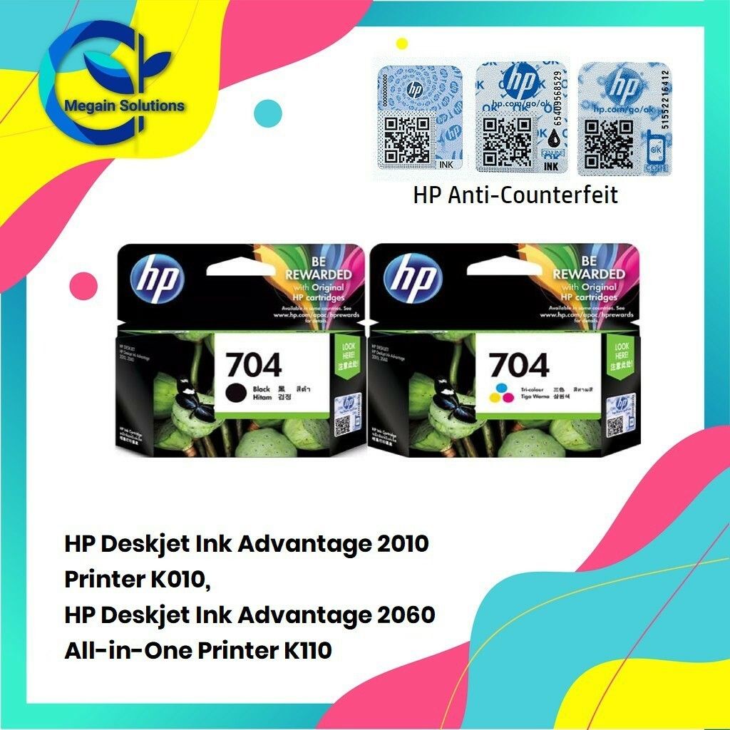 HP704 HP 704 Black / Color Original Ink for HP Deskjet Ink Advantage 2010 / 2060 (Dakwat HP ...
