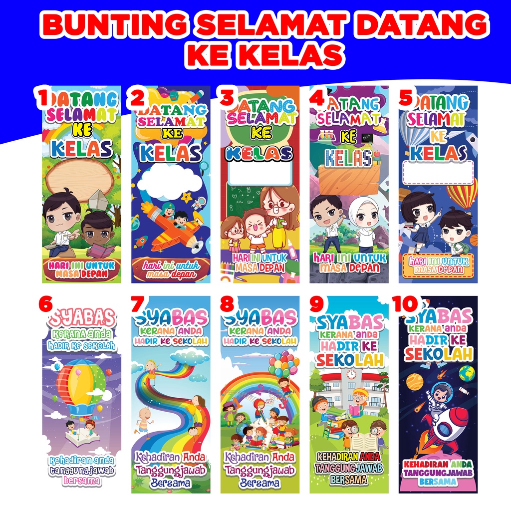 Bunting 2x5 Selamat datang ke kelas set keceriaan kelas | Shopee Malaysia