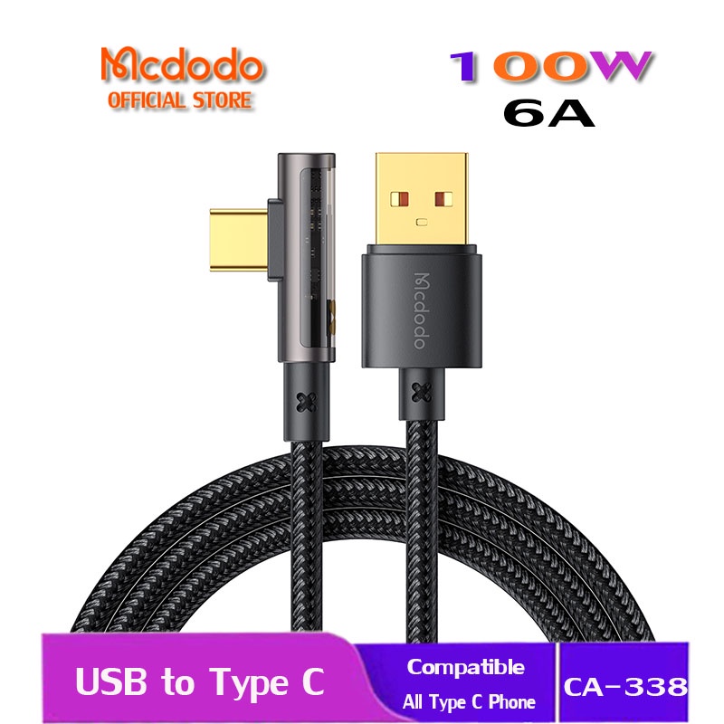 Mcdodo 100W 90 degrees 6A USB to Type C VOOC Super Quick Fast Charge Type C Cable Data USB Cable ...
