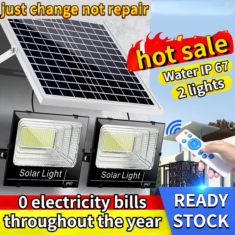 【READY STOCK】Solar light outdoor lighting 500W 300W Solar Spotlight ...