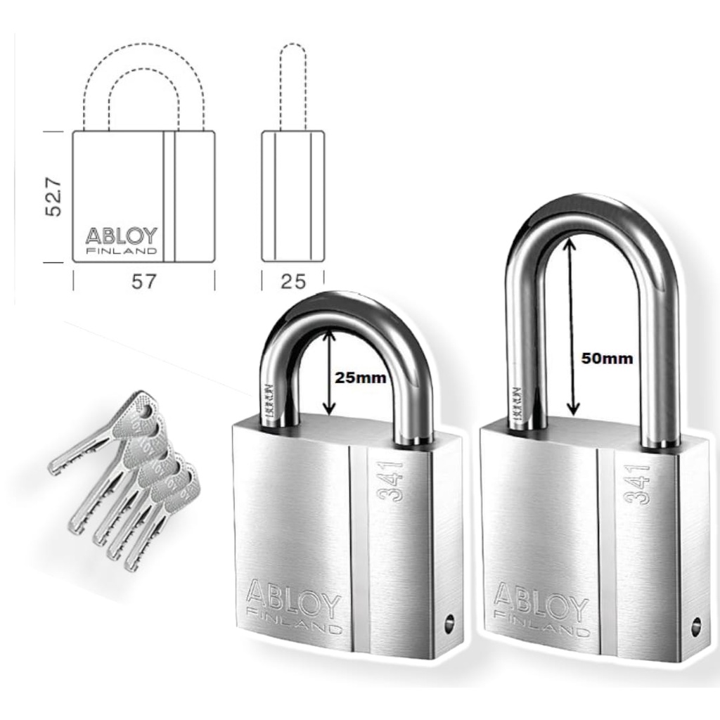 ABLOY PL341 BRASS PADLOCK IN PROFILE KEY (SHORT/LONG SHACKLE) | Shopee Malaysia