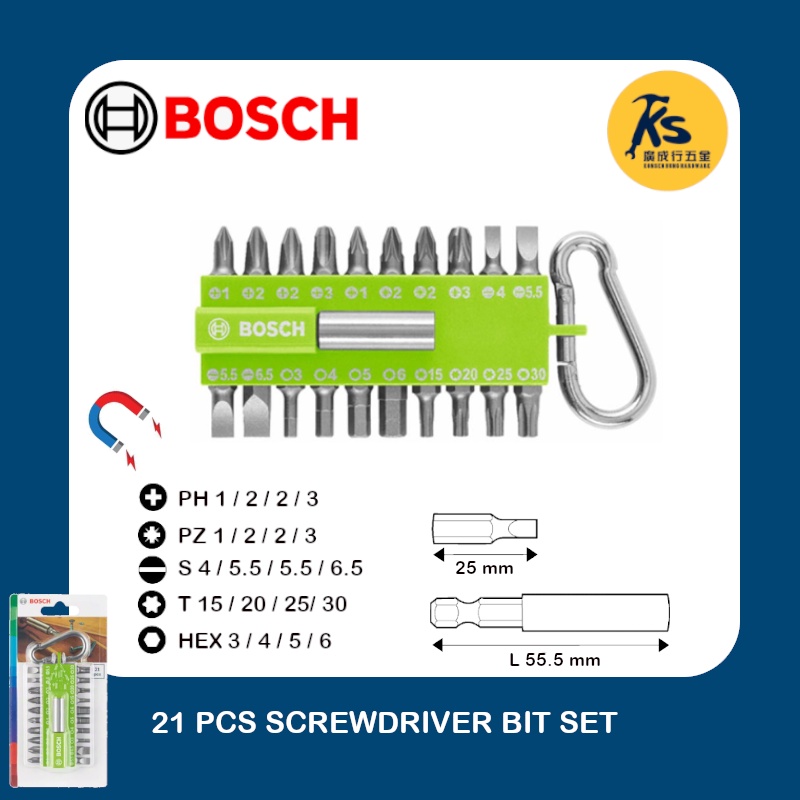 BOSCH 21 Pieces Screwdriver Bit Set ( 2 607 002 823 ) | Shopee Malaysia