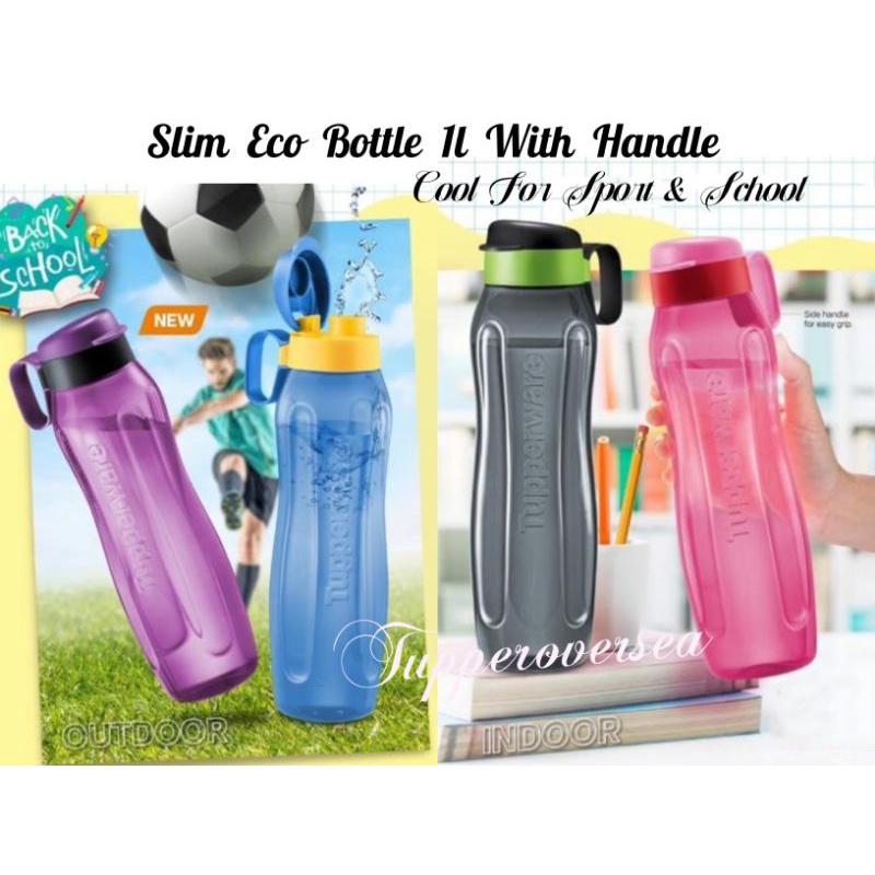 Tupperware Slim Eco Bottle 1L With Handle - Black / Dark Blue / Pink ...