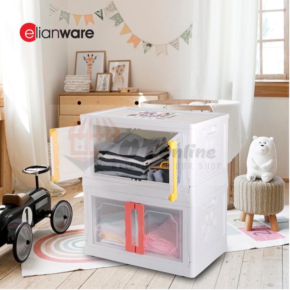 Elianware Foldable Stackable Storage Box Twin Door Cabinet Almari Baju ...