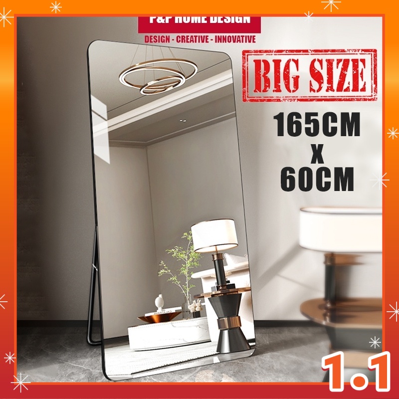 165cm x 60cm Full Body Curved Stand Mirror Cermin Tinggi Besar Modern ...