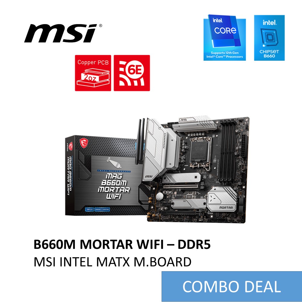 MSI MAG B660M MORTAR WIFI DDR5 LGA1700 MOTHERBOARD COMBO 12400/12400F ...