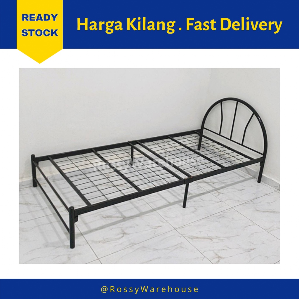 FREE SHIPPING Single Bed / Besi Katil Single Hitam /Metal Bed/ Single ...