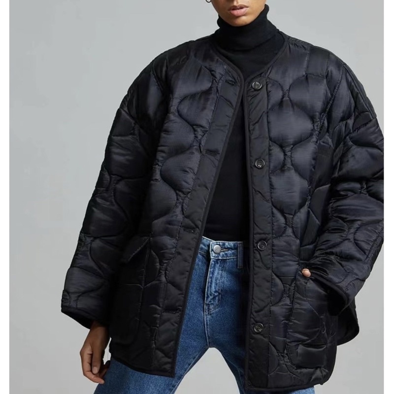 the frankie shop quilted oversized jacket black | Shopee Malaysia
