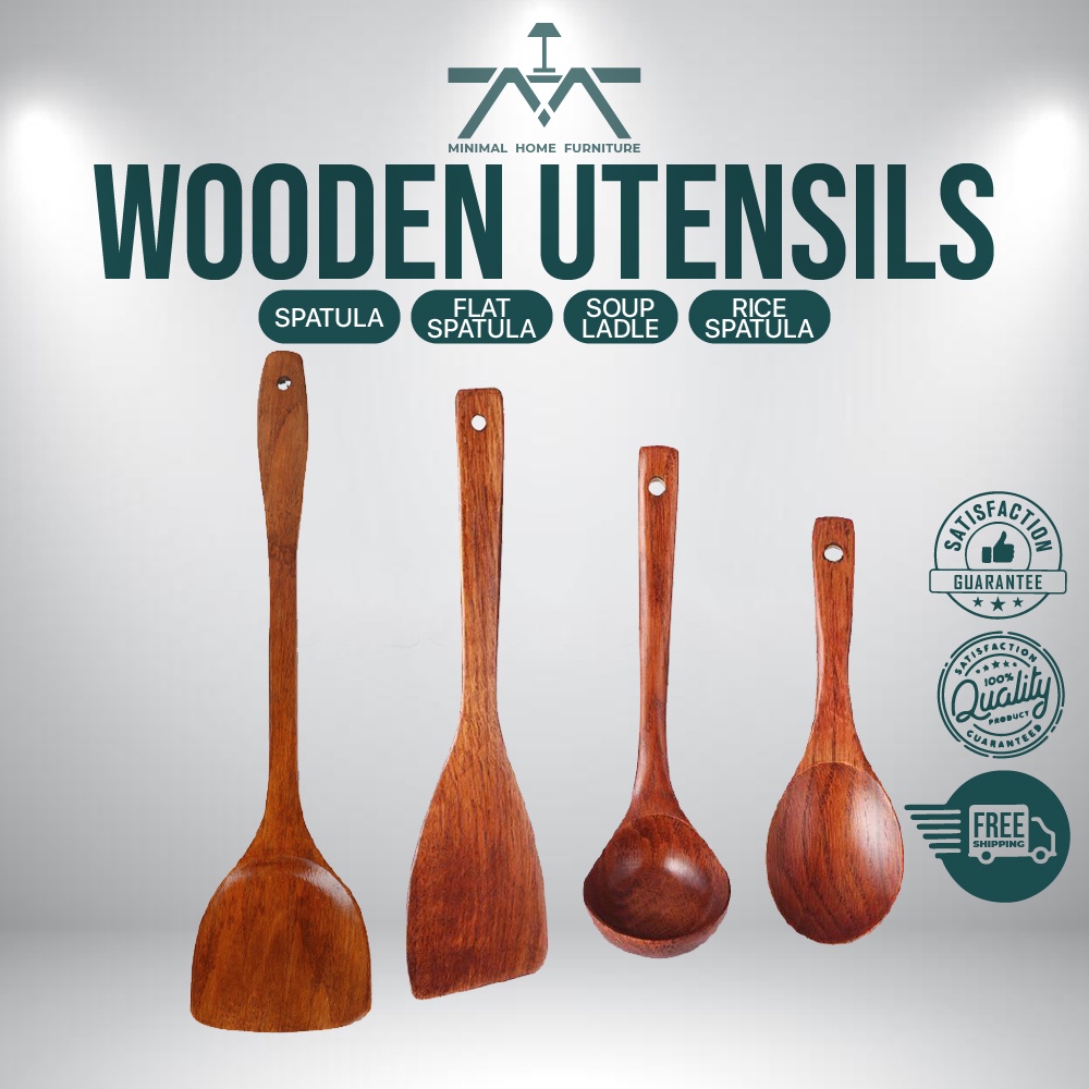 4 In 1 Wooden Kitchen Utensil Set Spatula Set Senduk Sudip Kayu Cooking ...