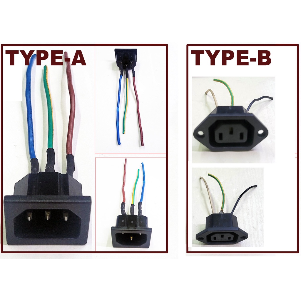 Original AC 250V IEC320 C14 3 Pin Female Power Socket IEC Male Plug ...