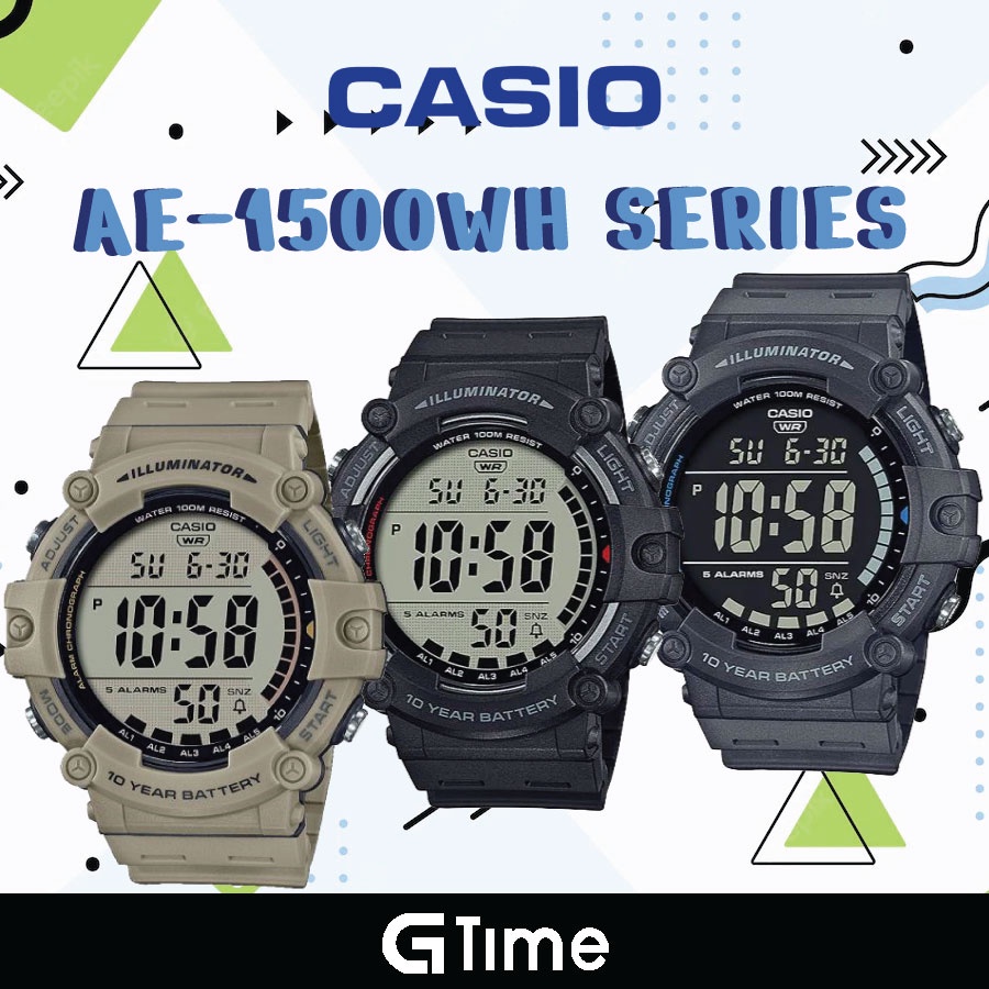 [ORIGINAL + 1YR WARRANTY] CASIO DIGITAL WATCH MEN WATCH AE-1500WH SERIES AE-1500WH-1A LELAKI JAM ...