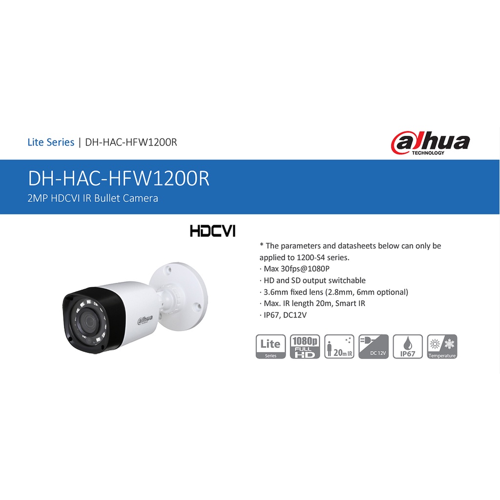 Dahua HD Camera HAC-HFW-1200RP 2 MP IR Mini-Bullet HDCVI Camera | NEW | Shopee Malaysia