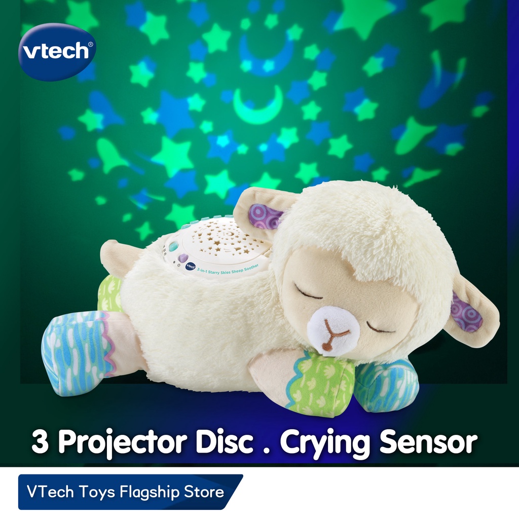 VTech 3 in 1 Starry Skies Sheep Soother with 3 projector disc crying ...