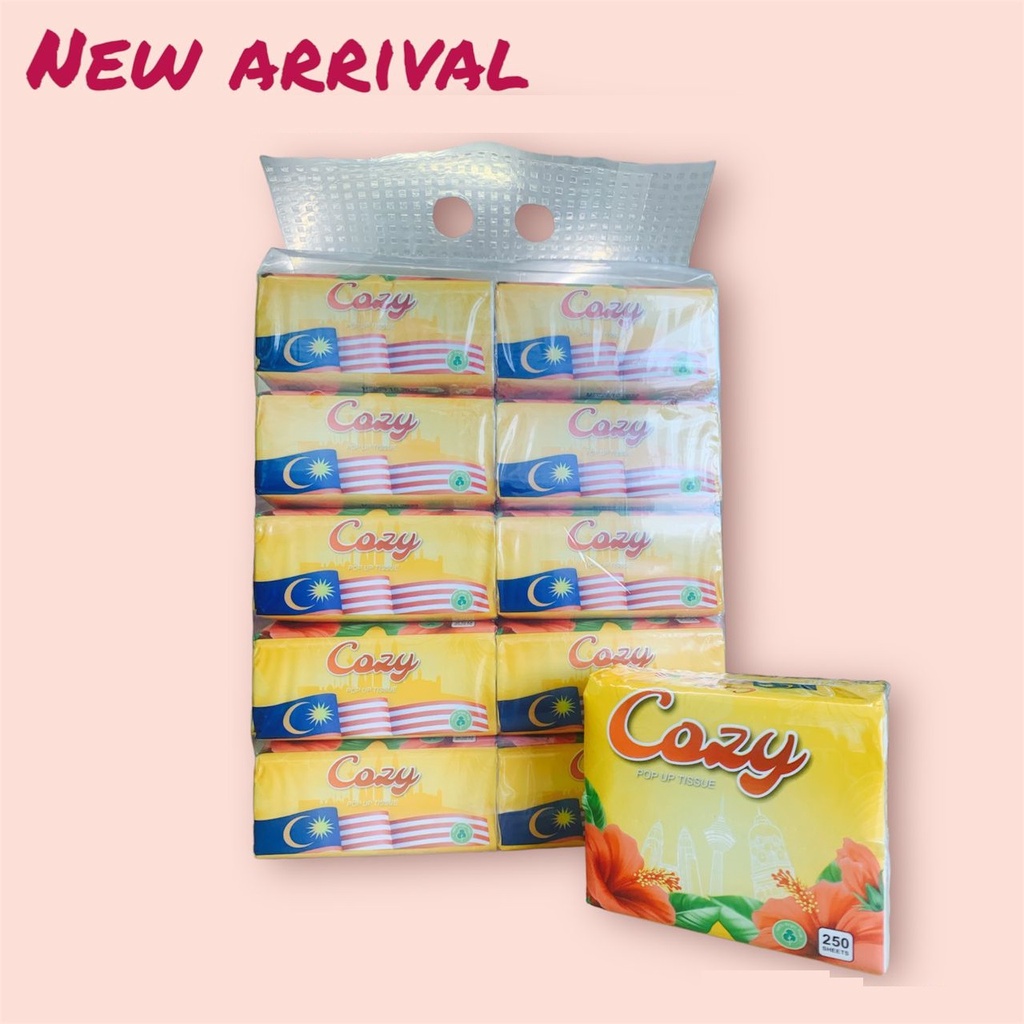 Cozy 3ply Pop Up Tissue / Soft Facial Tisu (250sheets x 10packs ...