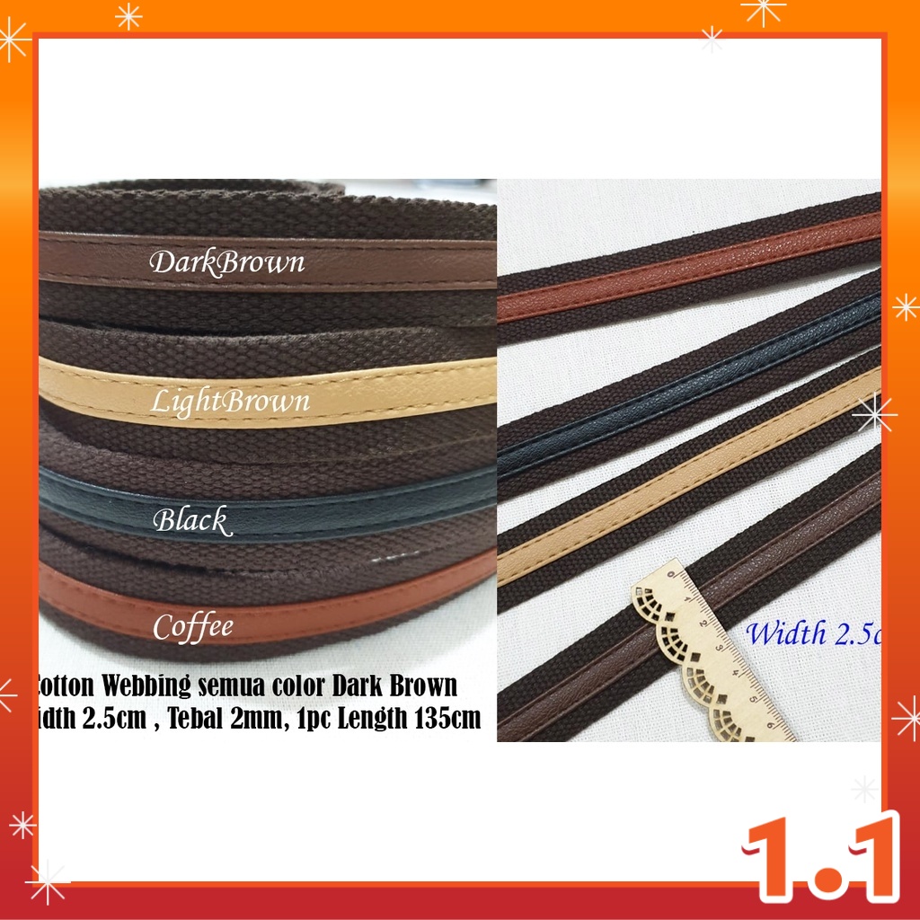 2.5cm Cotton Webbing Tebal Sew With Tali PU Bag Strap Tali Beg | Shopee ...