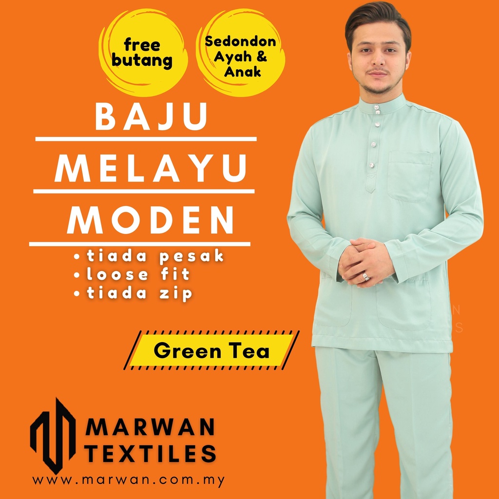 Baju Melayu Moden Warna Green Tea | Shopee Malaysia