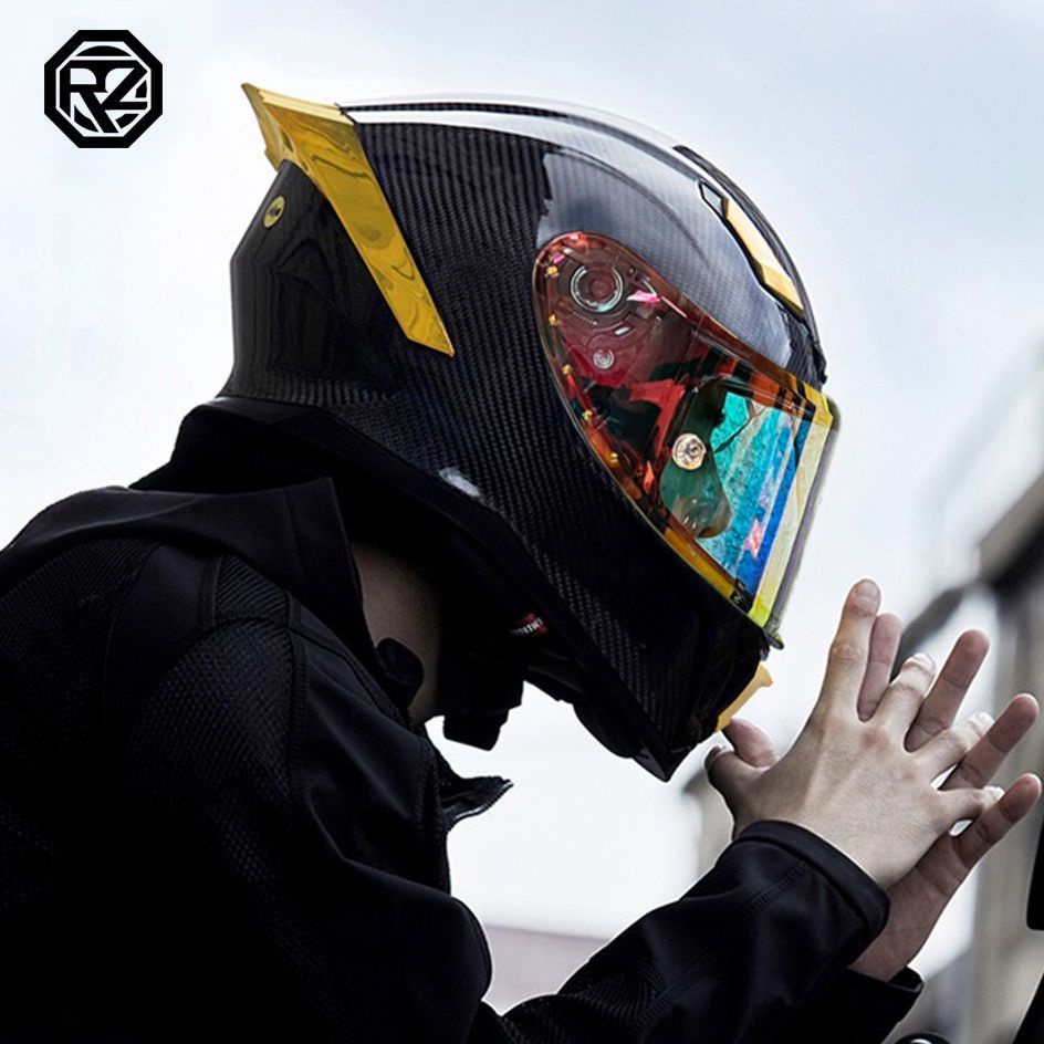 ORZ Carbon Fiber Motorcycle Helmet Four Seasons Full Face DOT Approved ...