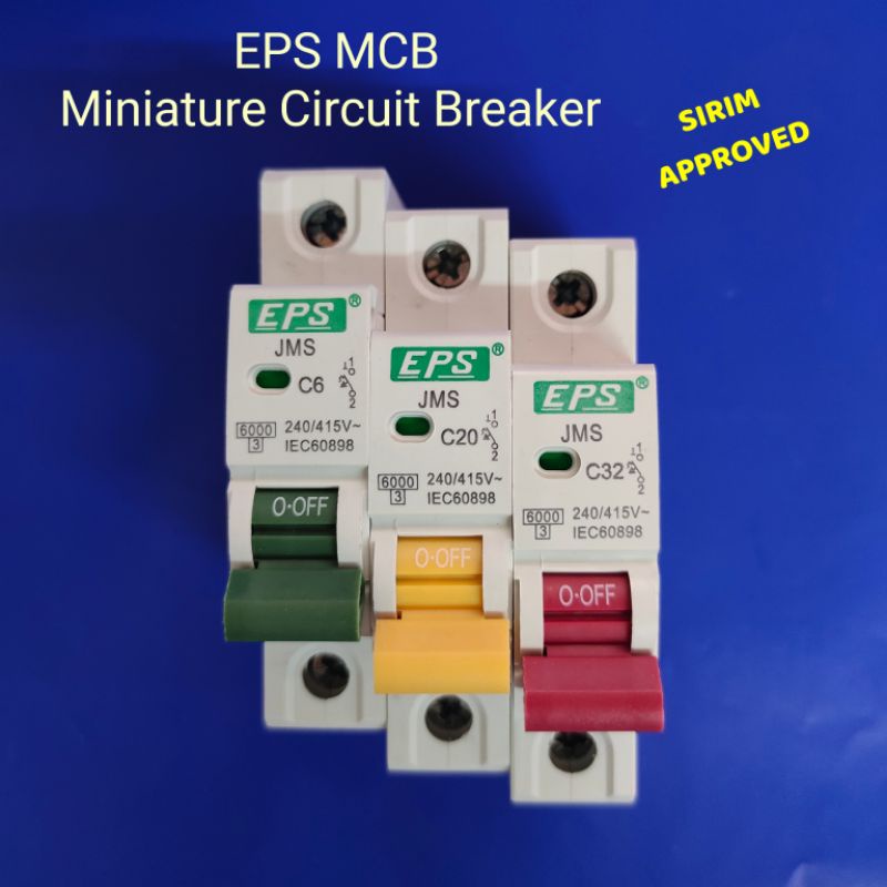 MCB EPS 1 pole MCB 6A/20A/32A (6kA) miniature circuit breaker ( SIRIM ... MCB EPS 1 pole MCB 6A/20A/32A (6kA) miniature circuit breaker ( SIRIM ...