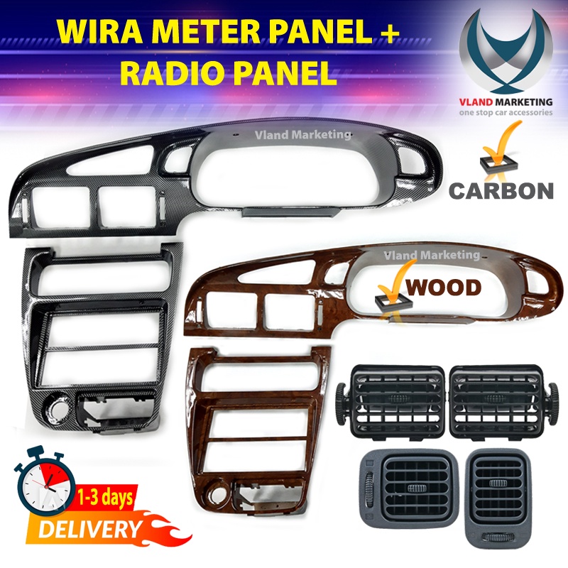 Proton WIRA Satria Dashboard METER PANEL + RADIO PANEL (CARBON) (WOOD ...