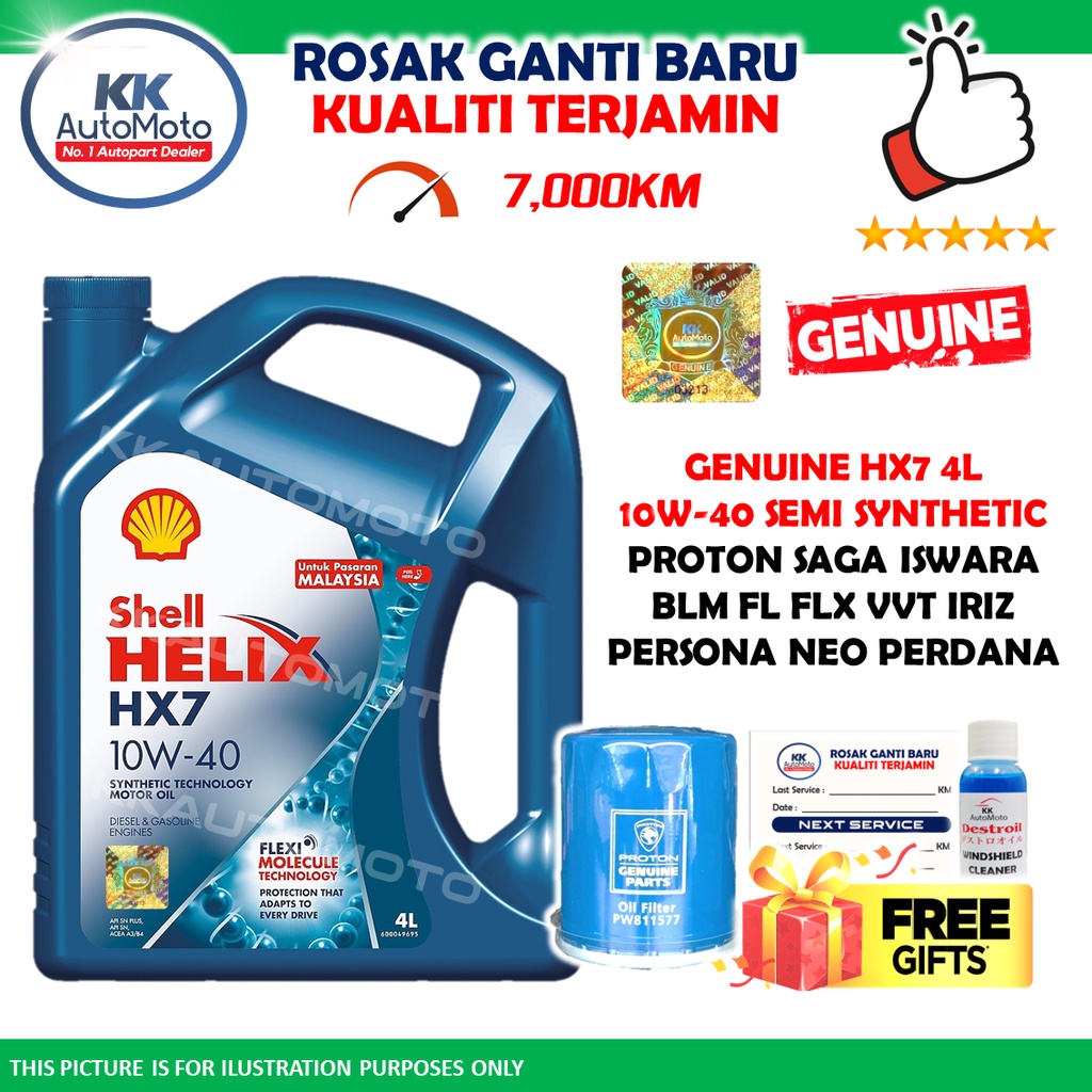 Genuine Shell Helix HX7 Semi Synthetic Minyak Hitam Engine Oil 10W-40 ...