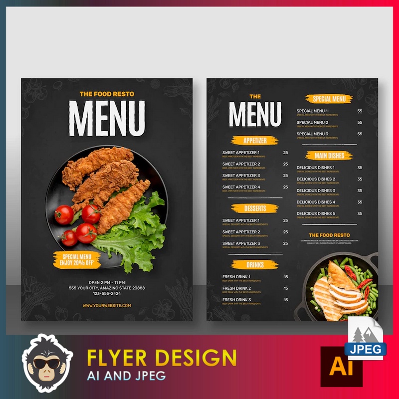 Beautiful food menu design template | Shopee Malaysia