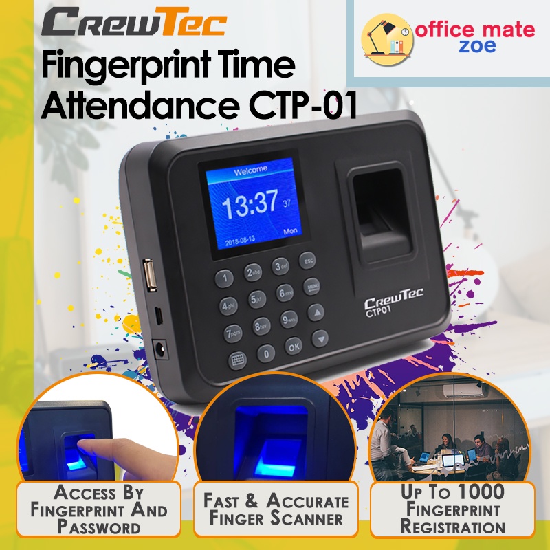 CrewTec CTP-01 Fingerprint Thumbprint Time Attendance Machine | Mesin ...