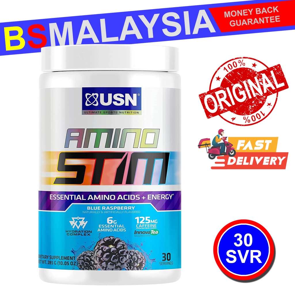 USN Amino Stim 30 SV Amino Acids, Glutamine, BCAAs, Instant Muscle ...