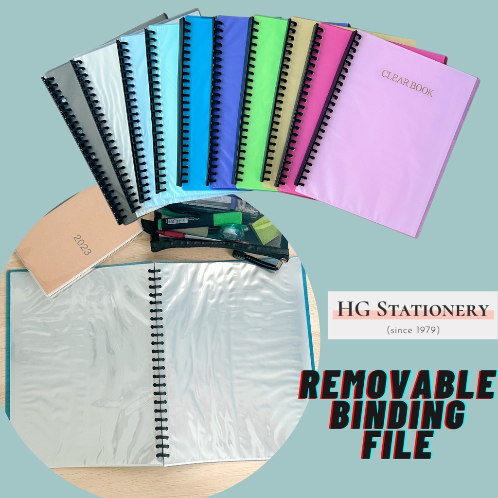 (A4 - 20 Pockets) Removable Binding Clear Book Folder/File Fuda Kidario ...