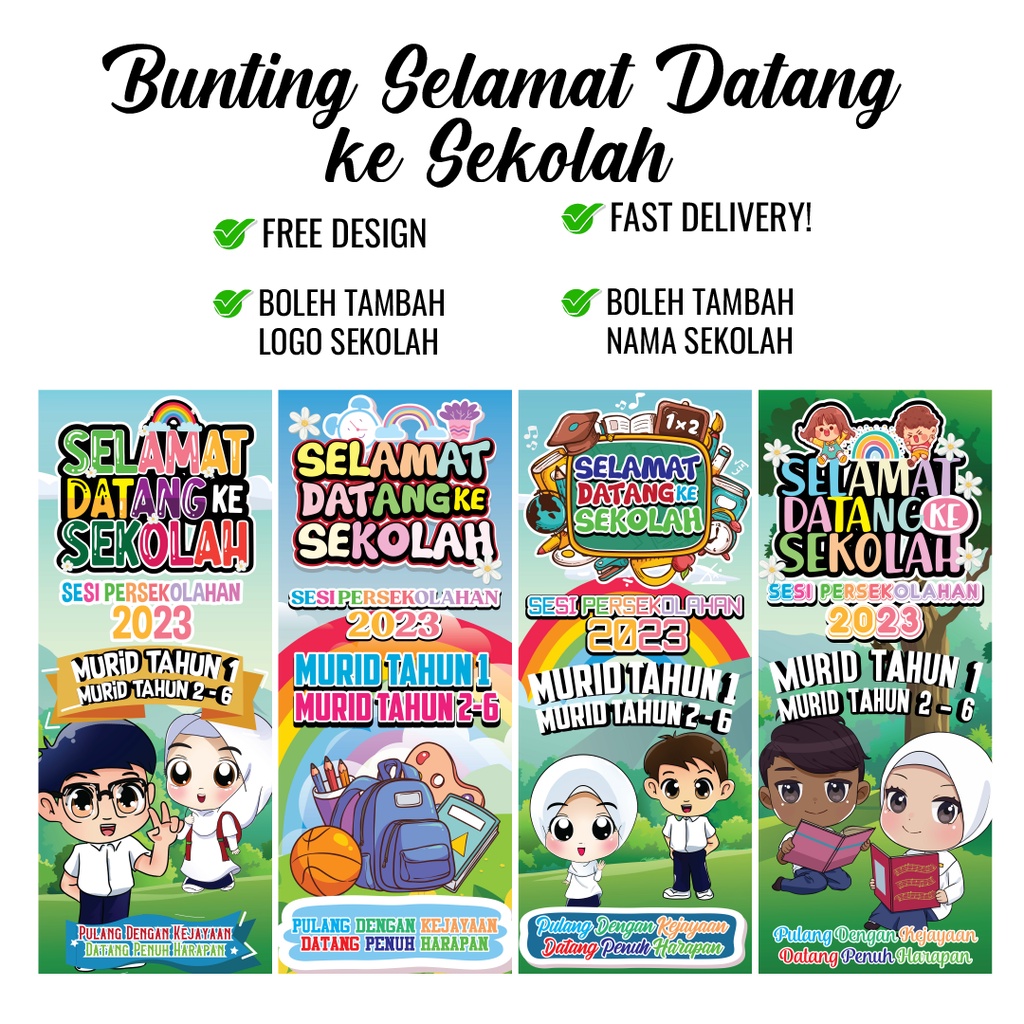 BUNTING SELAMAT DATANG KE SEKOLAH >> FAST SHIPPING >> PERCUMA DESIGN ...