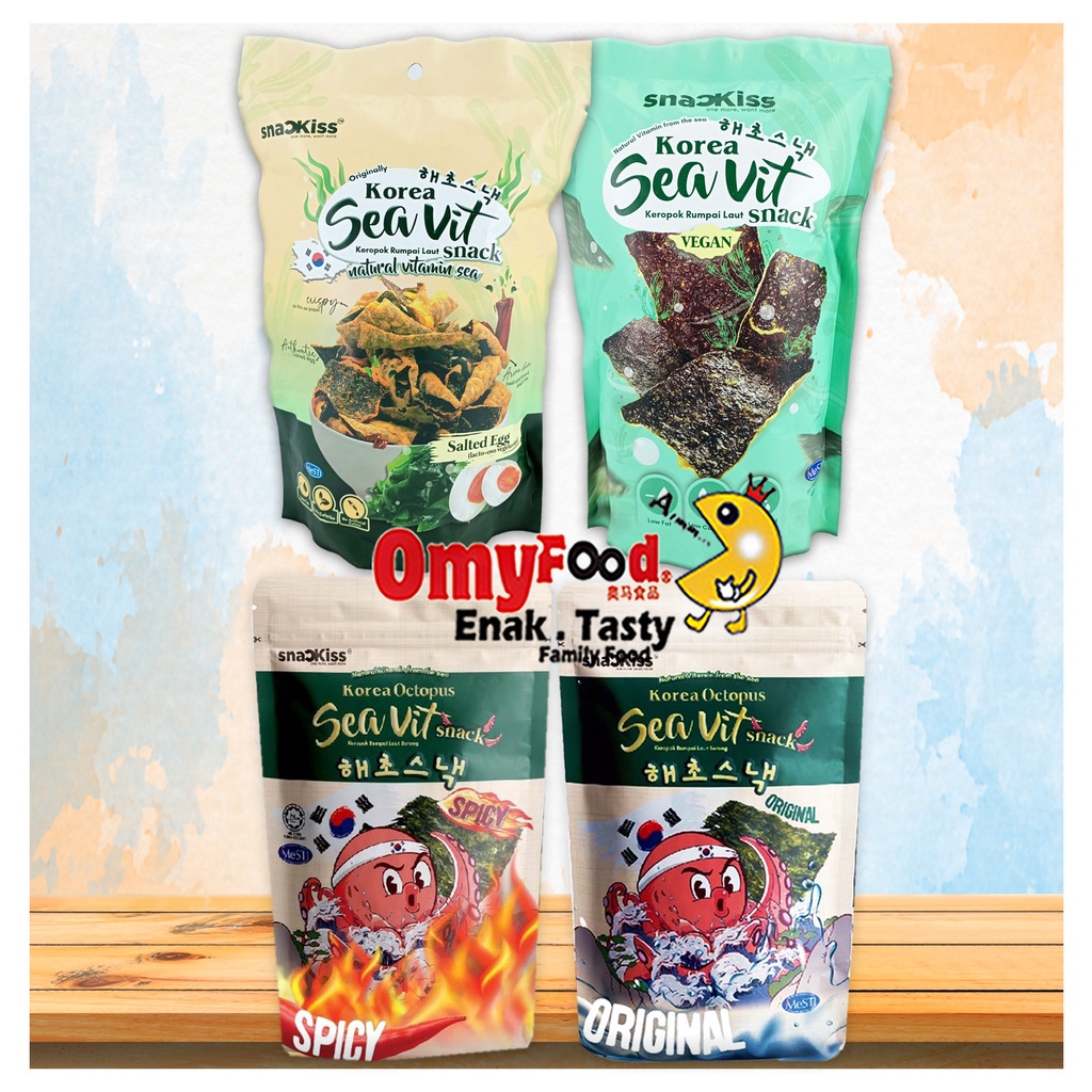40g /50g/60g Snackiss Korea Seaweed Sea Vit Vegan Snack, Keropok Rumpai ...
