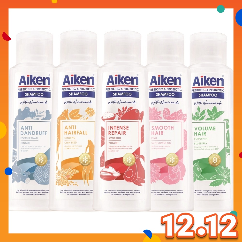 Aiken Prebiotic And Probiotic Shampoo 350g Anti Dandruff Anti Hairfall Intense Repair