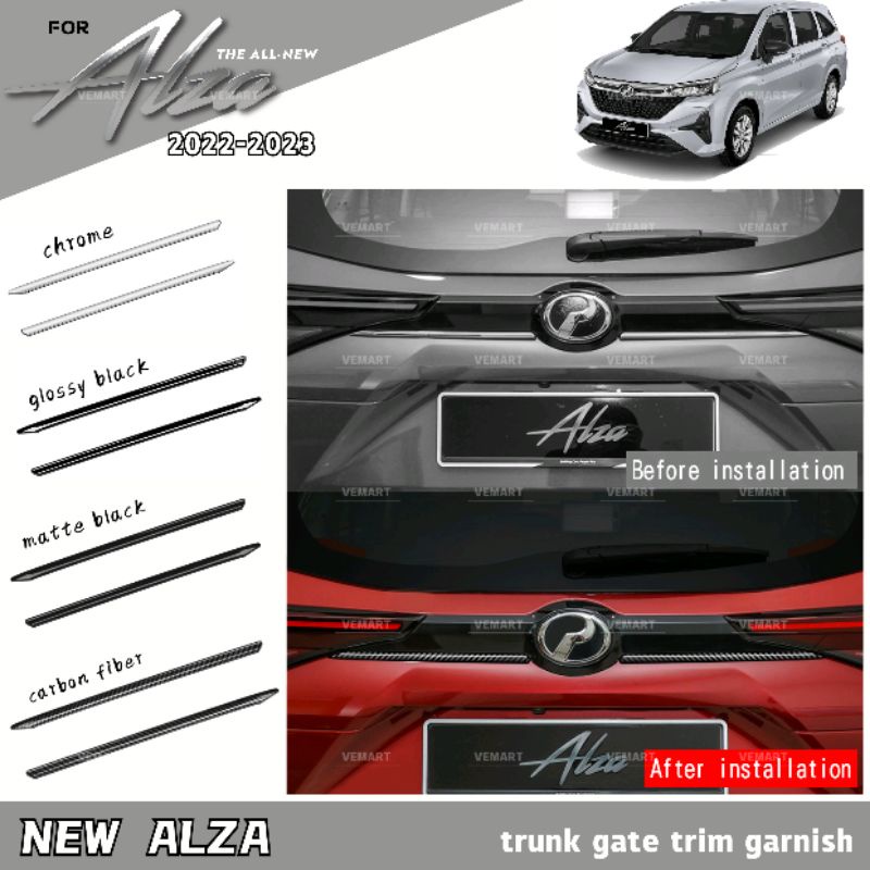 Vemart Perodua alza 2022 new facelift car rear trunk gate trim garnish ...