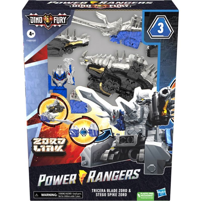 Hasbro Power Rangers Dino Fury Tricera Blade and Stego Spike Zord Link ...