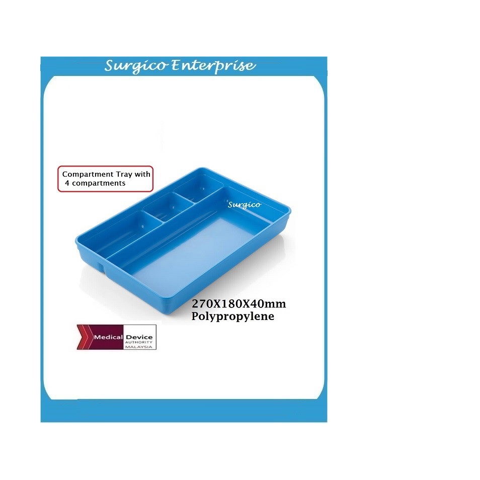 COMPARTMENT TRAY BLUE COLOR WITH 4 COMPARTMENTS MEDICAL USE | Shopee ...