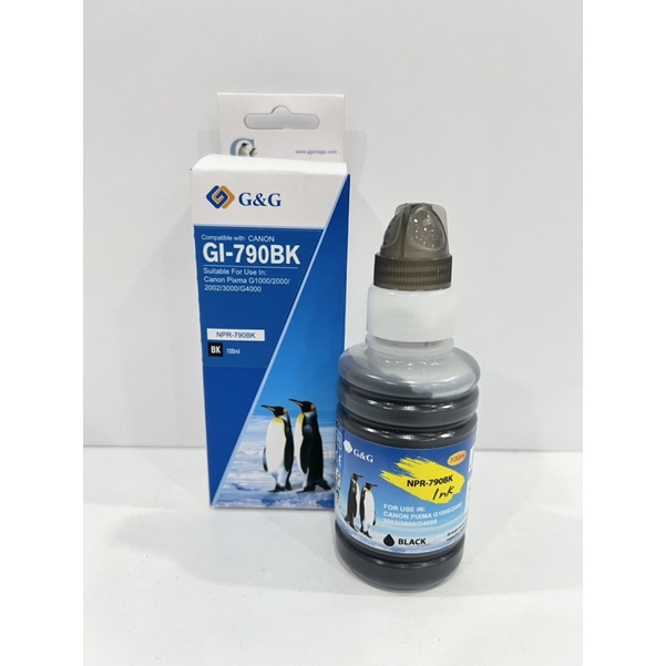G&G Canon GI-790 Black Refill Ink Bottle 100ml G1000 G1010 G2000 G2010 ...