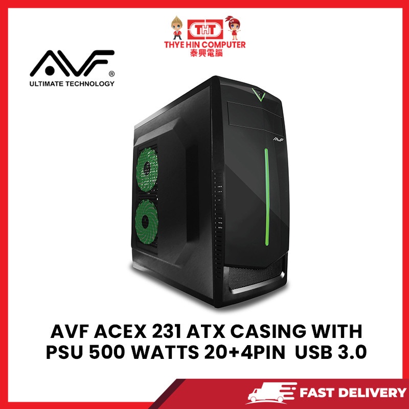 AVF ACEX 231 ATX CASING WITH PSU 500 WATTS 20+4PIN USB 3.0 | Shopee ...