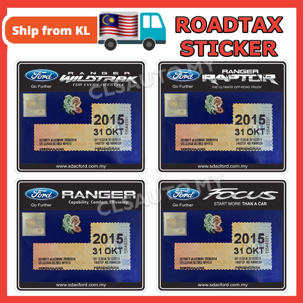 FORD Design Road Tax Sticker / RoadTax Kereta Decal Road Tax Ranger ...
