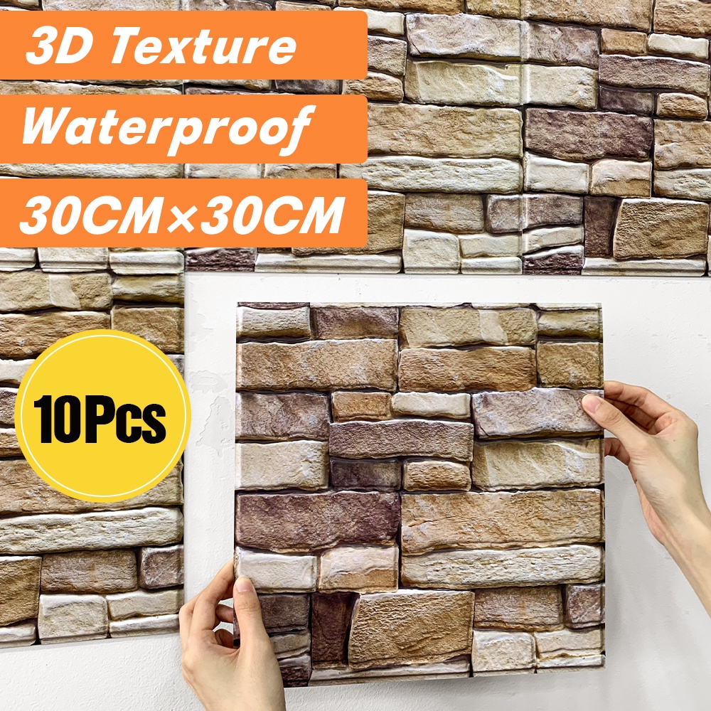 3D Faux Stone Wall Sticker Self Adhesive 3D Wall Panel Stone Wallpaper ...