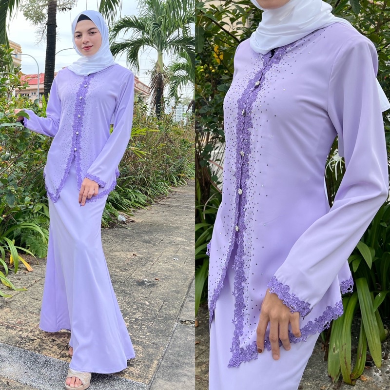 Baju Kurung Kebaya Nyonya Lace Dan Kain Duyung Plain PLUS SIZE [size: 36-48] | Shopee Malaysia