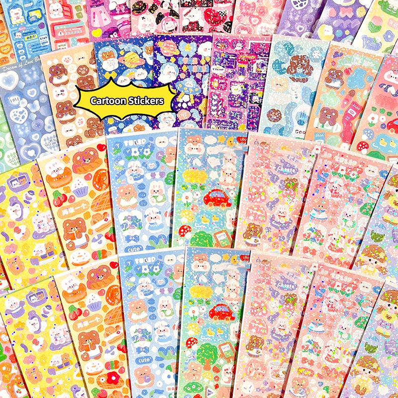 100 Sheets Cartoon Laser Deco Stickers Waterproof Mixed-Pattern ...