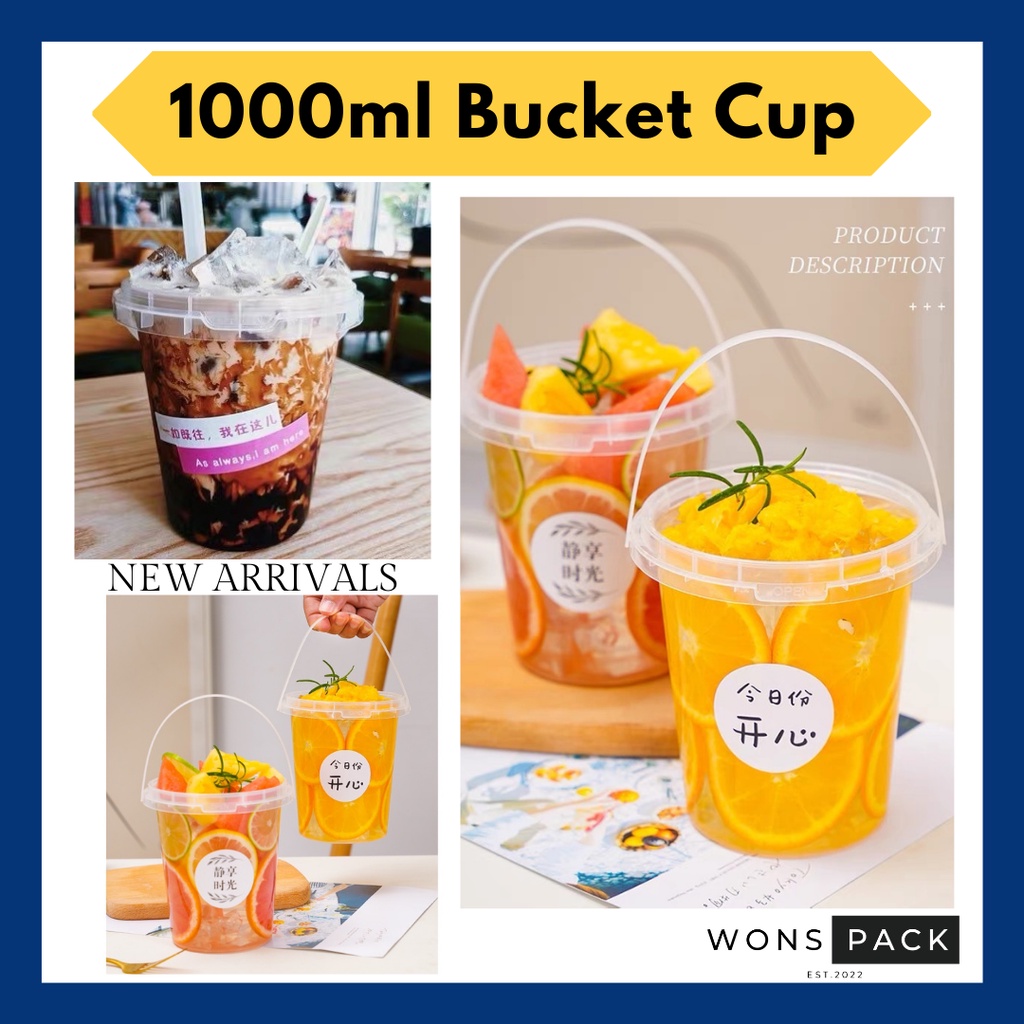 Disposable Portable Milk Tea Cup 1L/1000ml Hand-Carrying Milk Tea ...