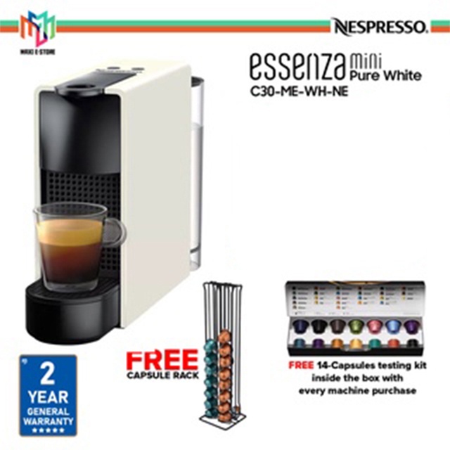 Nespresso Essenza Mini Fully Automatic Capsule Machine - White [Free ...