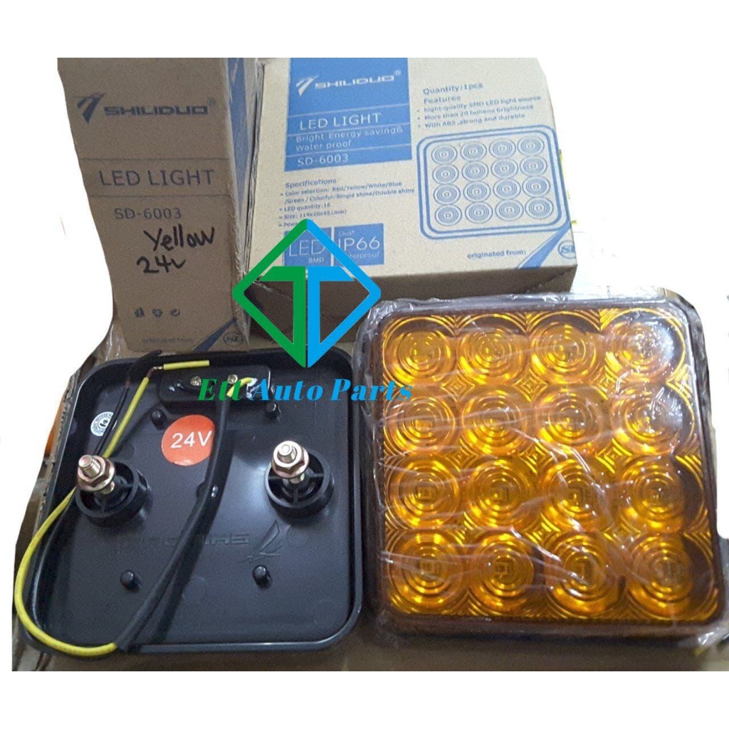 LED FLASH LAMP SD-6003 12V/ 24V RED AMBER SQUARE CAR AND TRUCK TRAILER ...