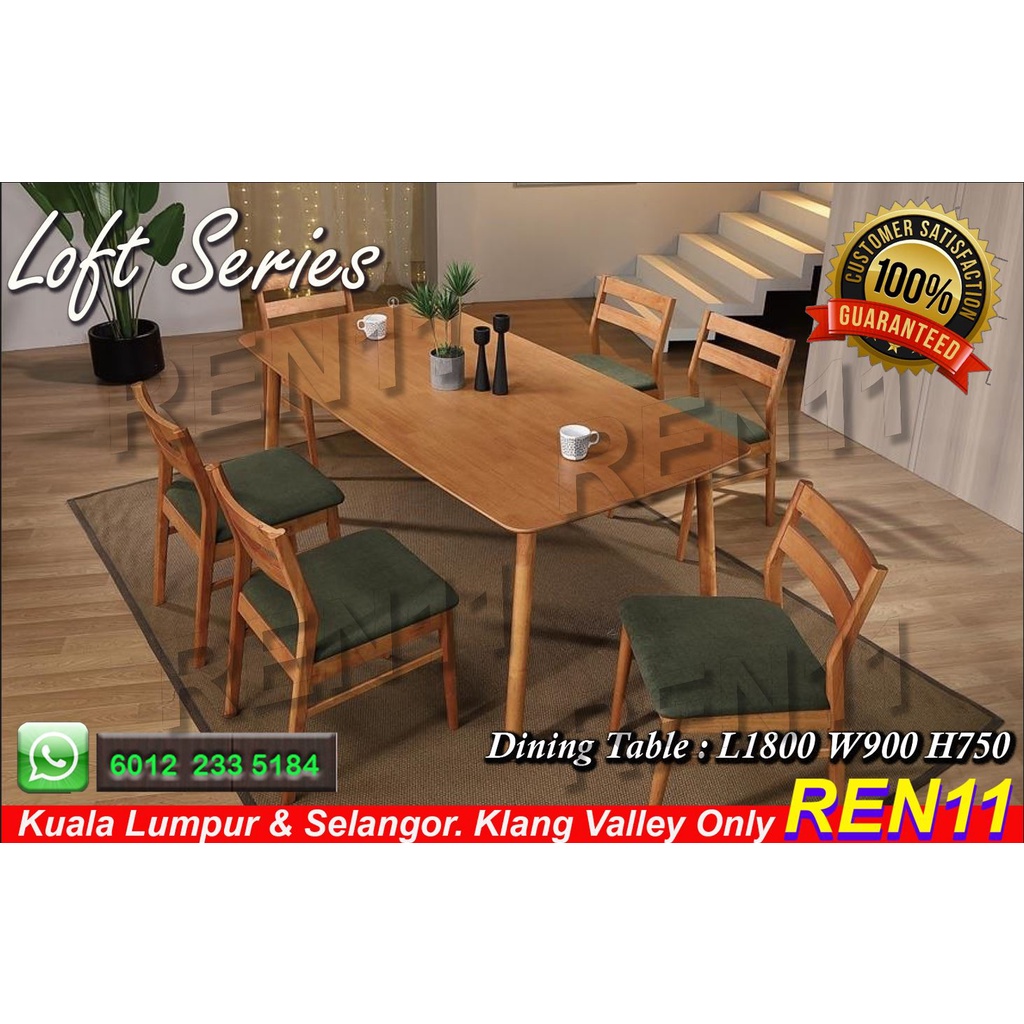 Solid Wood Dining Table Set - 4-6 seaters / Kayu meja / Kayu Kerusi ...