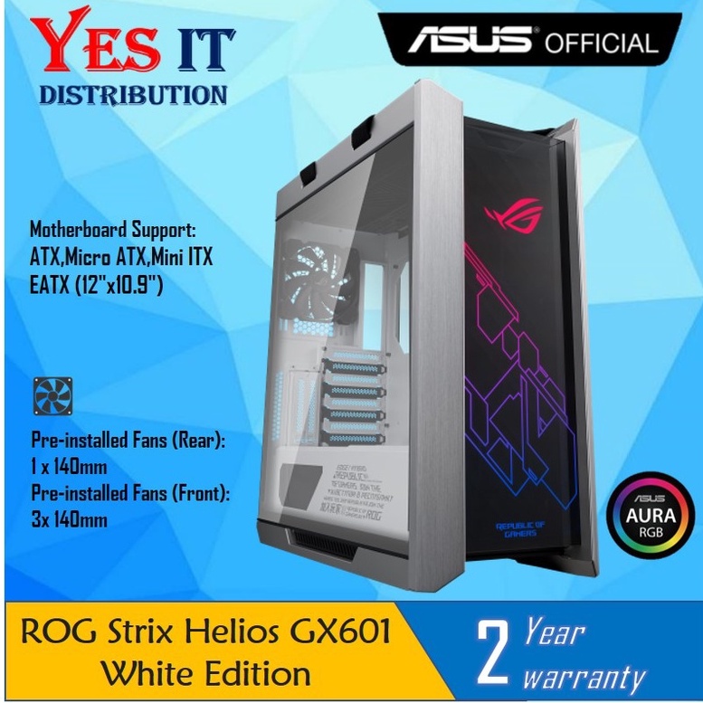 Asus ROG Strix Helios White Edition RGB ATX/EATX Mid-tower Gaming Case ...